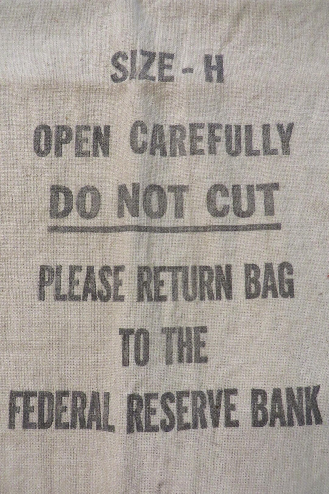 Cloth Sack FEDERAL RESERVE BANK // Large 31 X 14 Whole Cloth Bag Sack ...