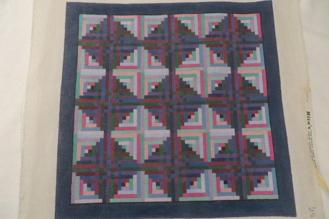 Needlepoint CANVAS - QUILT Pattern - Log Cabin Quilt - Canvas for Hand ...