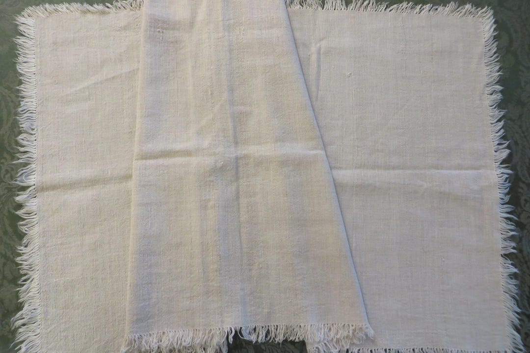 Vintage Raw LINEN TOWEL or Runner - 39" X 18" Medium Weight LINEN ...