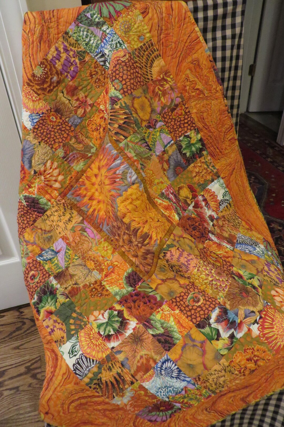 Vintage FALL QUILT, Lap Quilt, 38" X 32", Wall Hanging, Table Topper ...