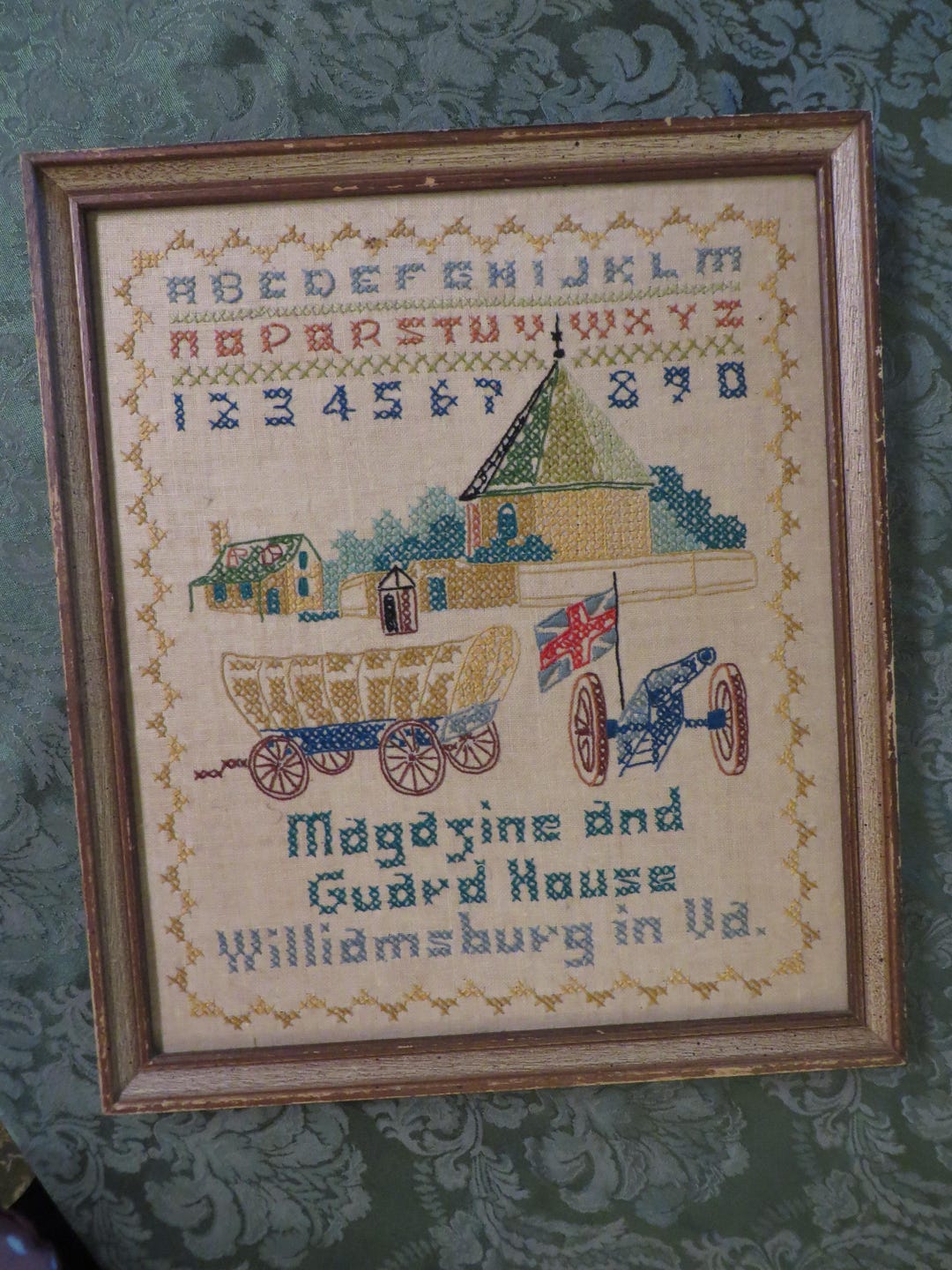 Vintage/antique SAMPLER on LINEN, Hand Stitched // Handmade Sampler // Alphabet Sampler ...