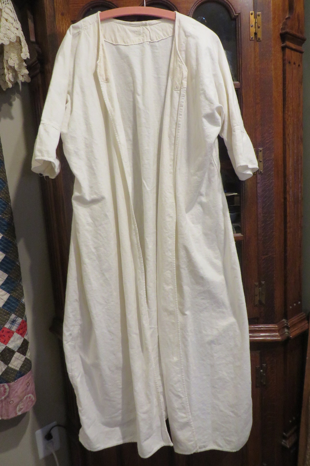 Vintage Homemade ROBE, Adult Size, Floor Length Flannel Fabric off ...
