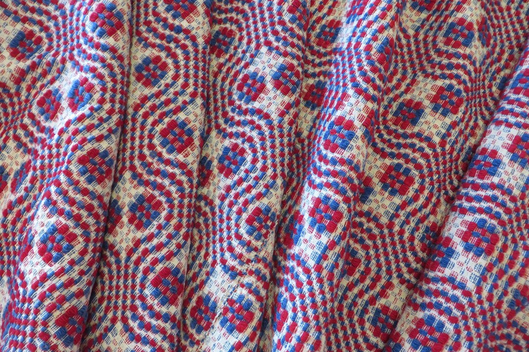 Unique Pattern, OVERSHOT Coverlet Antique Wool and Cotton Blanket, 2 ...