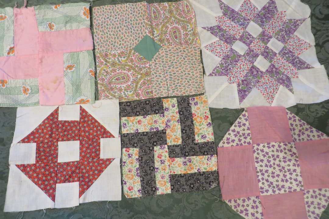 Antique QUILT BLOCKS Misc. Group as Shown // 1930s Prints and Later ...