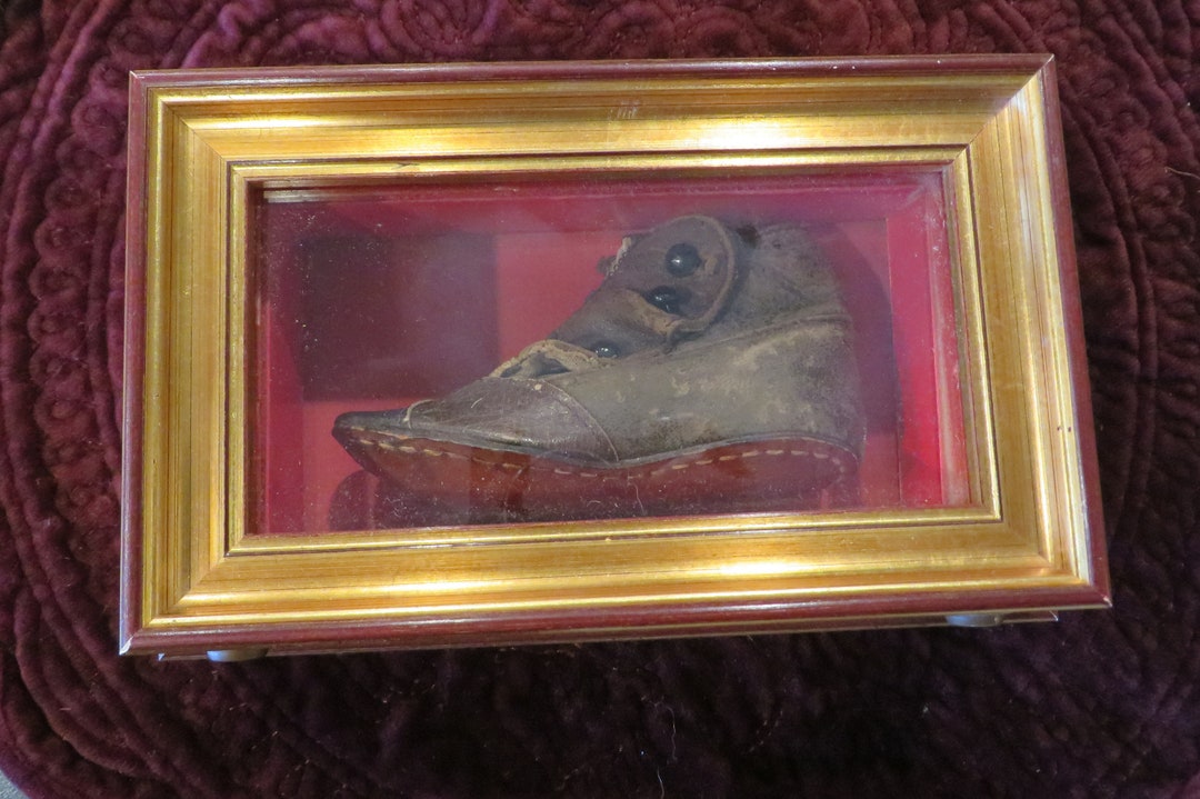 Antique HIGH TOP Baby SHOE, With Buttons Framed in Thick 3D Frame ...