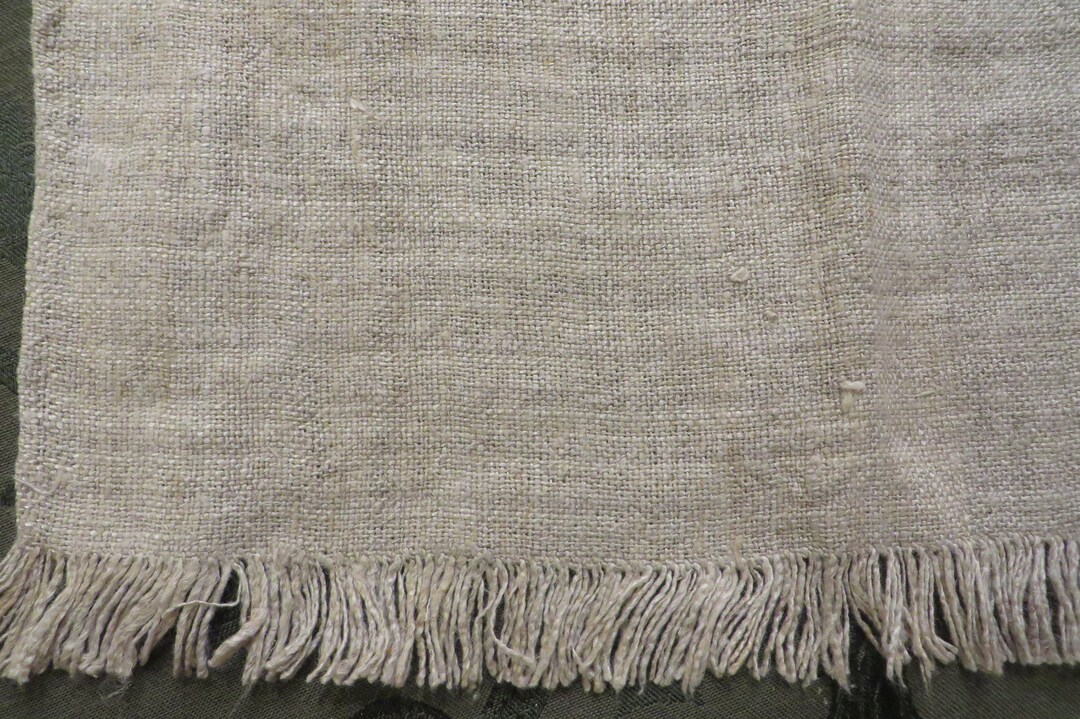 Antique/vintage Raw LINEN TOWEL or Runner // 15 1/2" W X 40" L // Thick ...