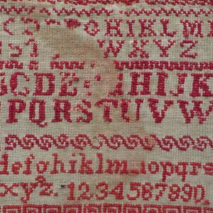 Antique SAMPLER Dated 1891, Hand Stitched on Linen // Alphabet Sampler ...
