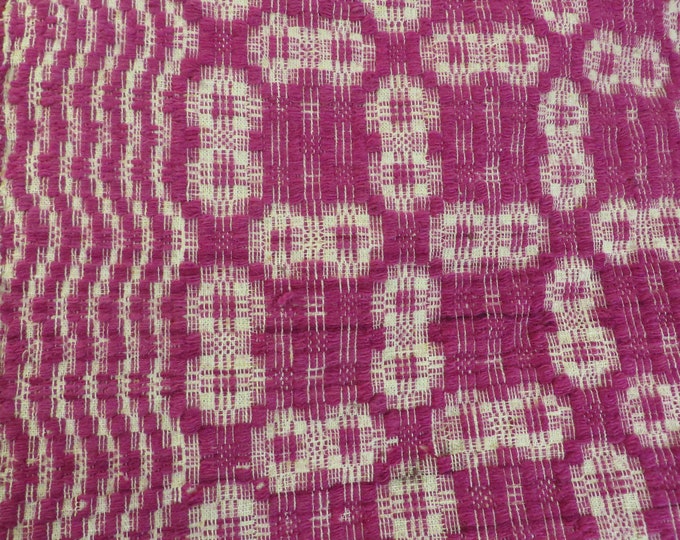 Coverlet Antique OVERSHOT Wool and Cotton 2 Panel Blanket // Vintage ...