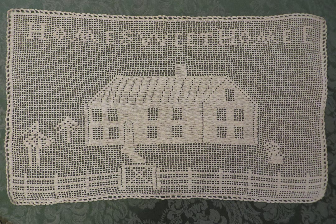 DOILY Hand Crocheted, Vintage "home Sweet Home" // Large House Fencing ...
