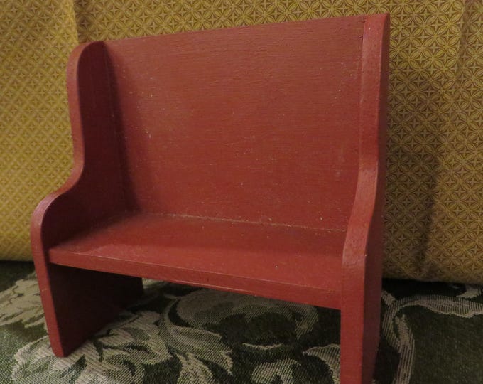 DOLLHOUSE Wooden BENCH, High Back Bench // Vintage Solid Wood Doll ...