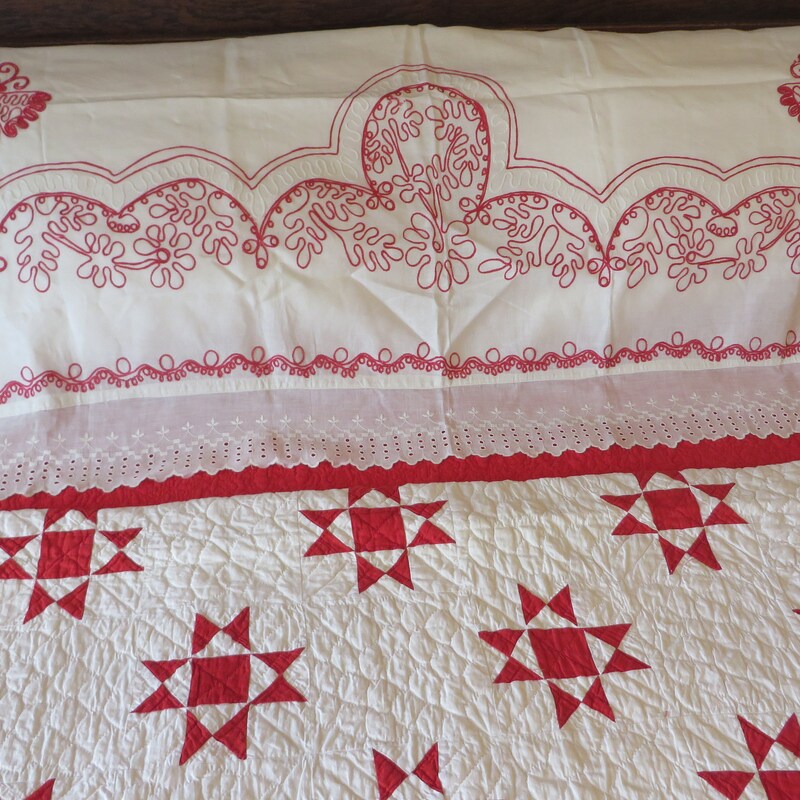 Redwork Quilt - Etsy