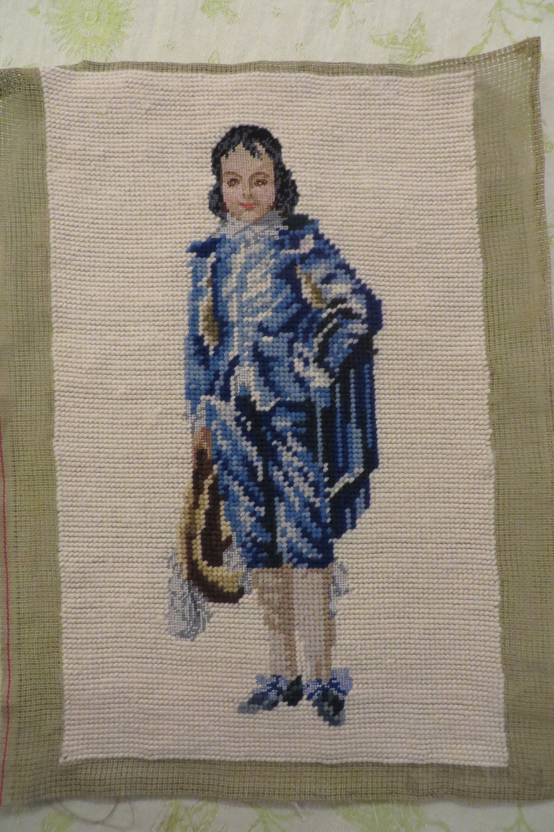 Needlepoint - Petite Point "the BLUE Boy" Wool Hand Stitched ...