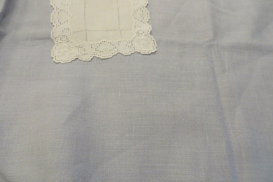 Beautiful Vintage LINEN, LIGHT BLUE Tablecloth // 50" by 48" // Soft ...