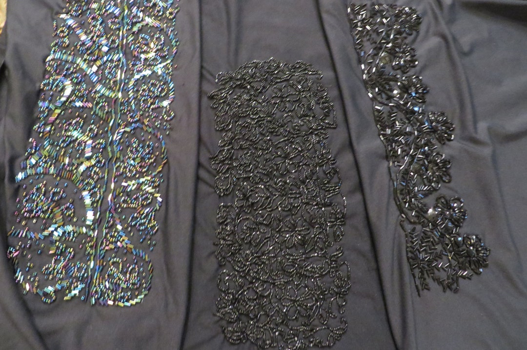 Three HAND SEWN BEADED Pieces for Use in Clothing Custom Bead Work ...