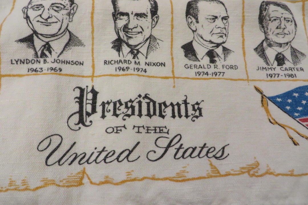 Vintage Towel "presidents of the UNITED States" // Linen - Cotton ...