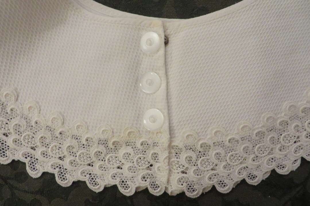 Wide Mid Century COLLAR, White With Textured Cotton and Lace // Adult ...