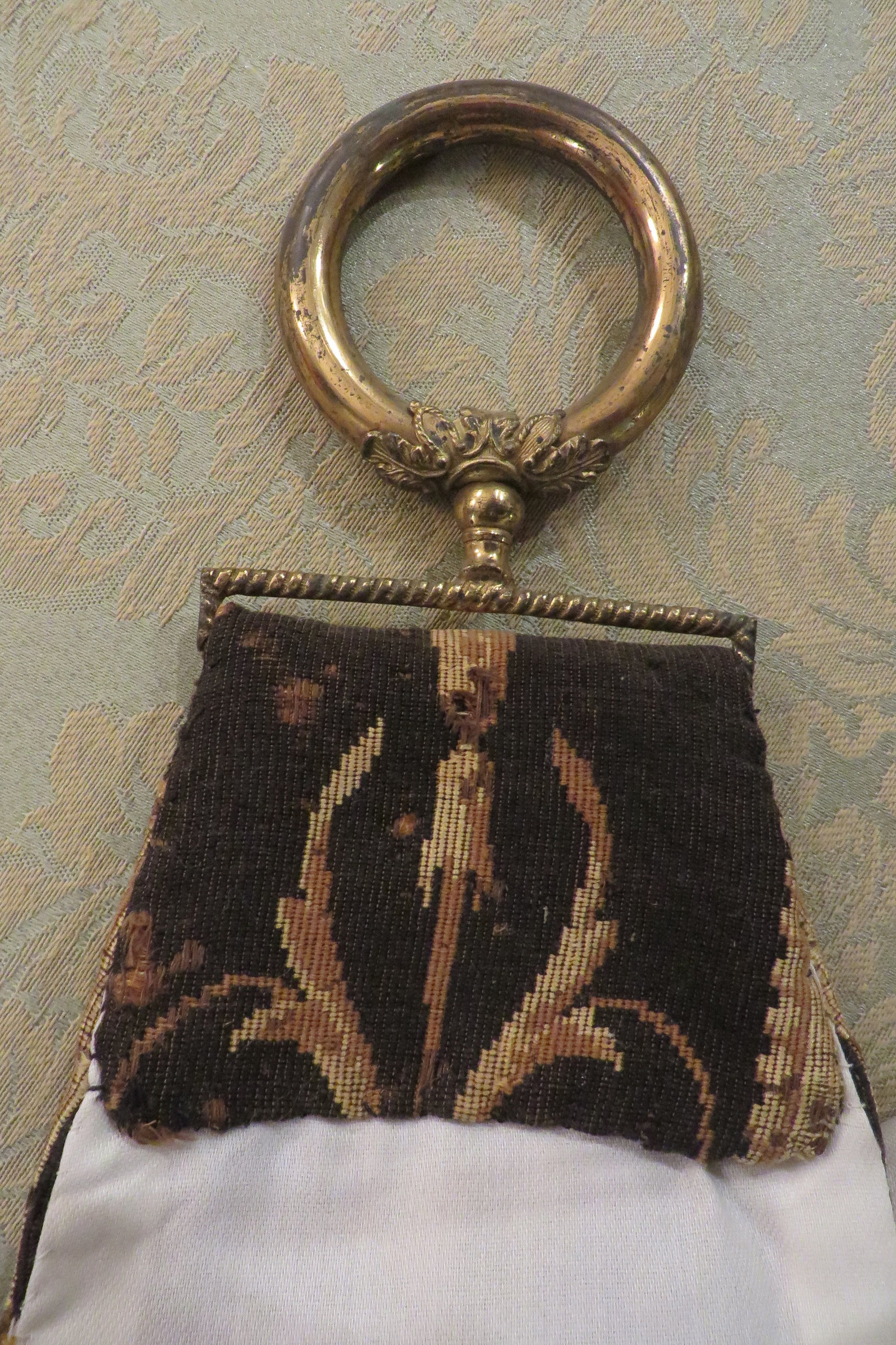 Victorian Antique BELL PULL With Glass HANDLE // Tapestry - Etsy