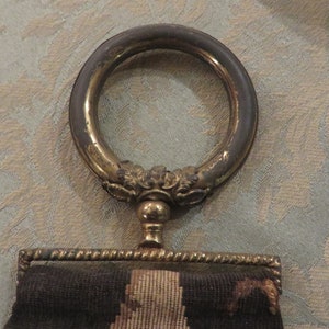 Victorian Antique BELL PULL With Glass HANDLE // Tapestry Fabric, Lined ...