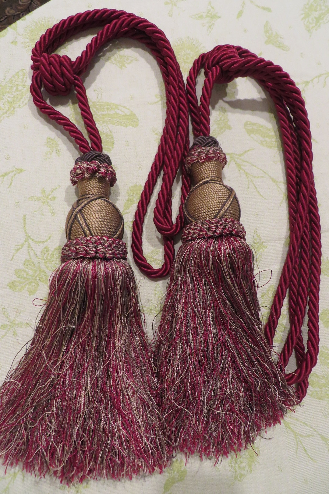 LARGE TASSELS Red and Gold // Curtain Tie-backs, Gold and Red // Tassel ...