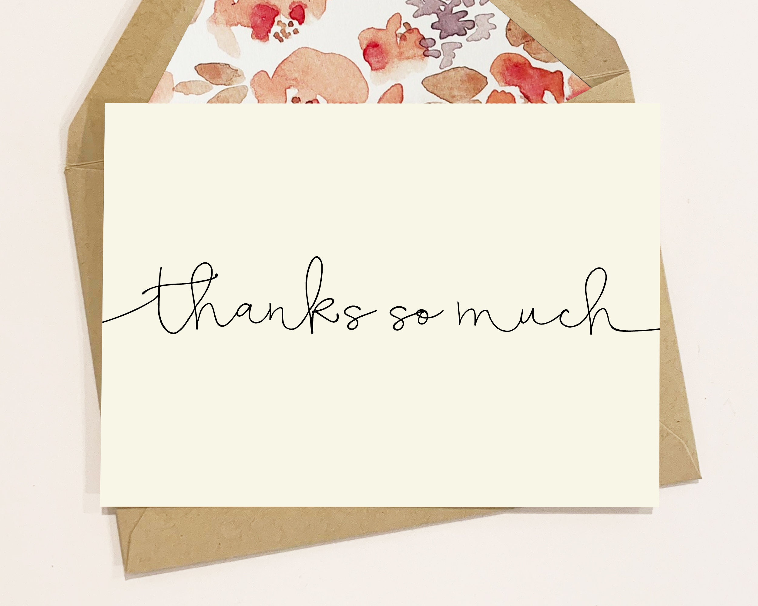 Custom Thanks so Much Cards With Lined Envelopes / Thank You - Etsy