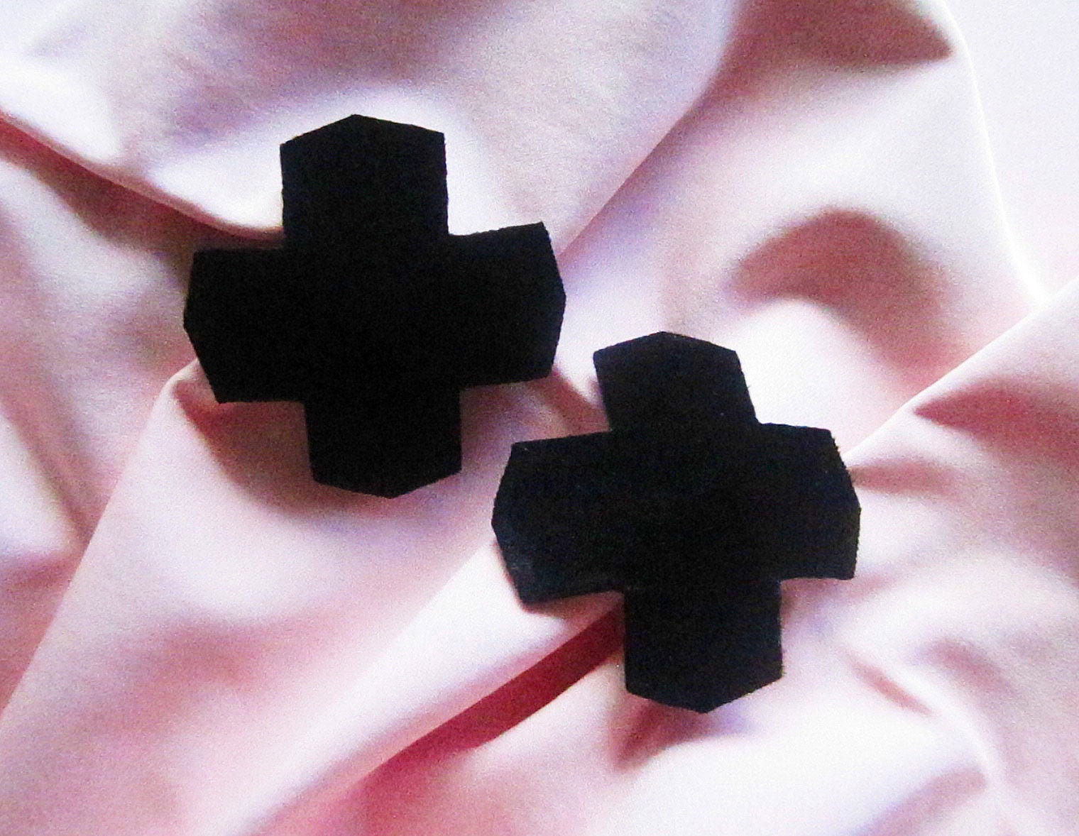 BLACK VELVET CROSS Reusable Burlesque Pasties X Nipple Covers Fetish ...