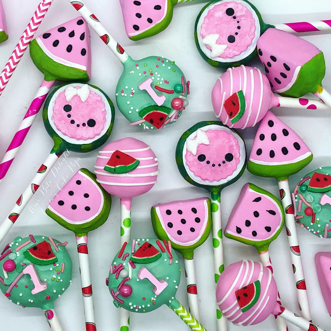 Watermelon Cartoon Cake Pops 12 Watermelon Themed Cake Pops - Etsy