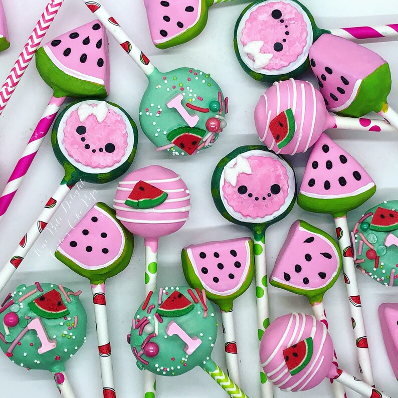 Watermelon Cartoon Cake Pops 12 Watermelon Themed Cake Pops - Etsy