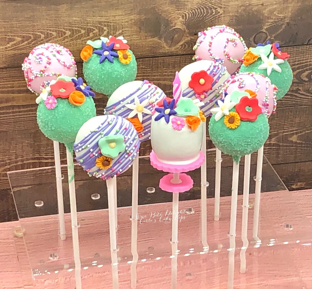 Floral Cake Pops, 12 Cake Pops, Individually Wrapped, Flower Party ...