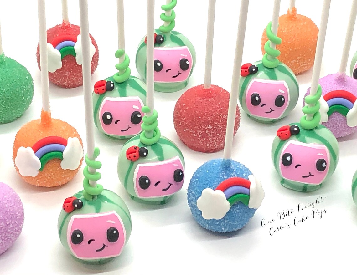 Watermelon Cartoon Cake Pops 12 Watermelon Themed Cake Pops - Etsy