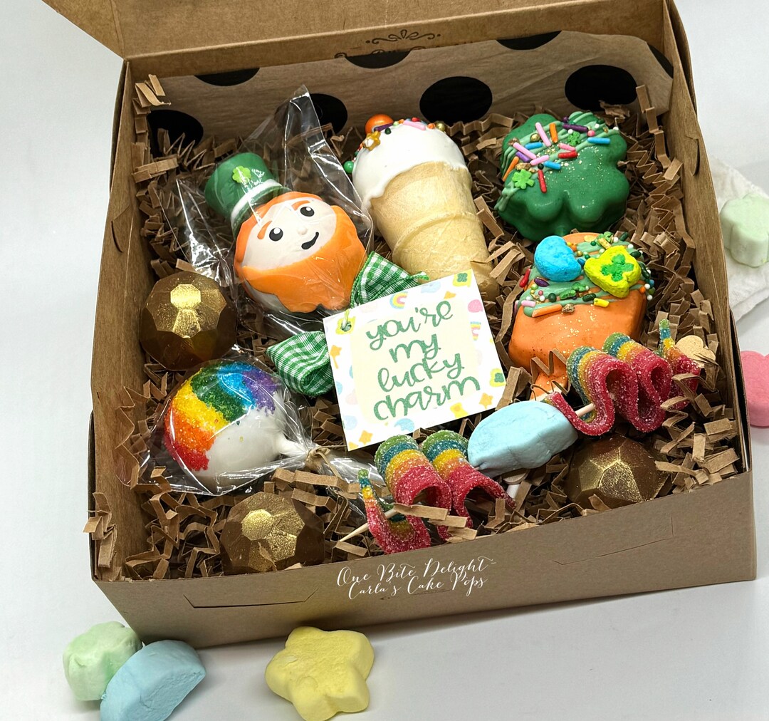 St. Patrick’s Day Treat Box, , 5 Cake Pops, 1 Cakesicle, 1 Rice ...