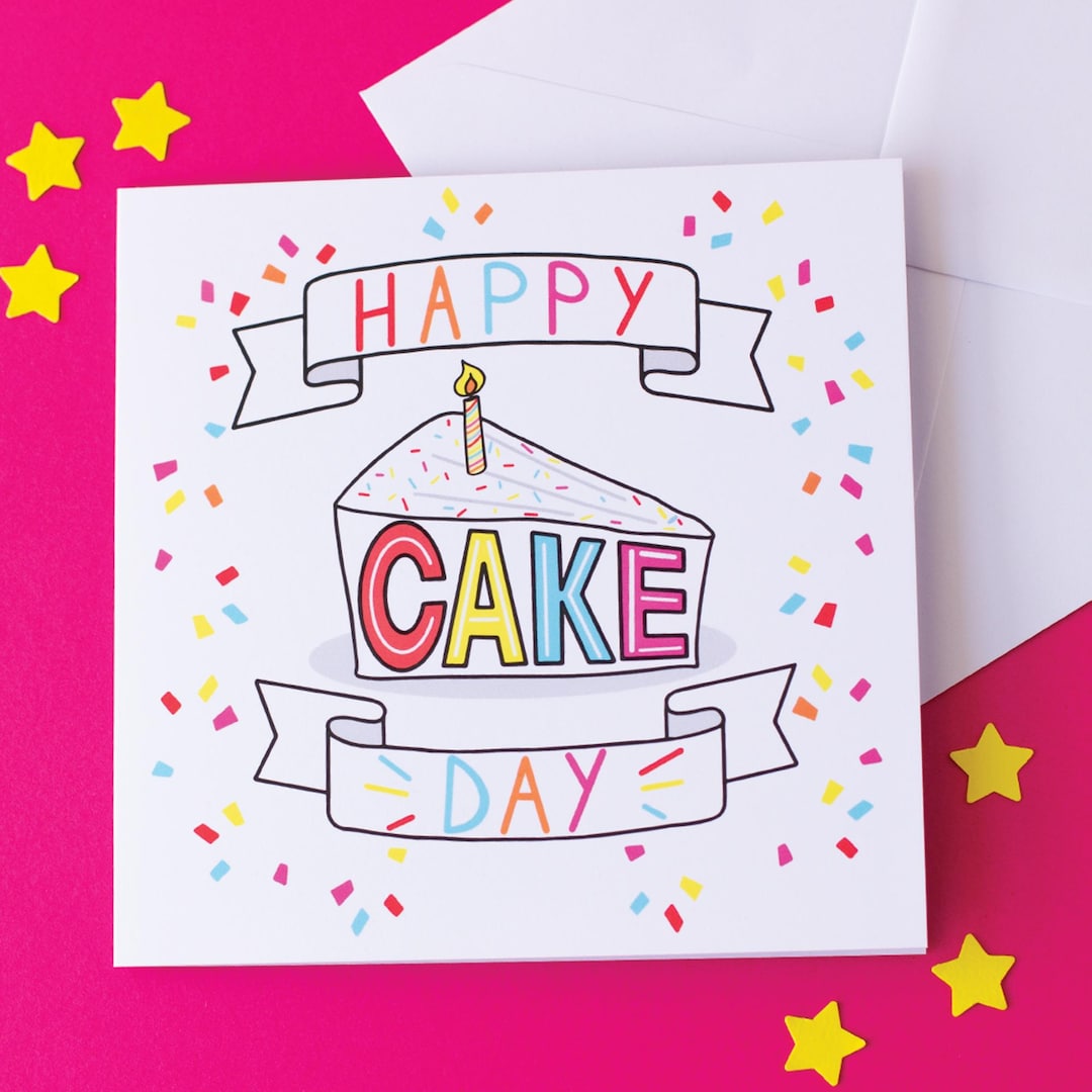 Happy Cake Day, Illustrated Birthday Card - Etsy