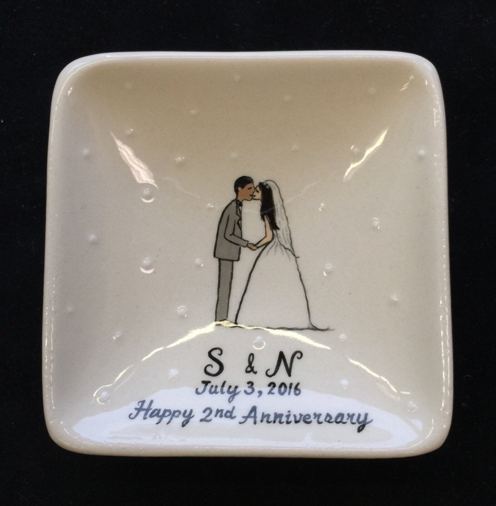 Wedding Gift - Personalized Hand Painted Ceramic Ring Dish, Ring Holder ...