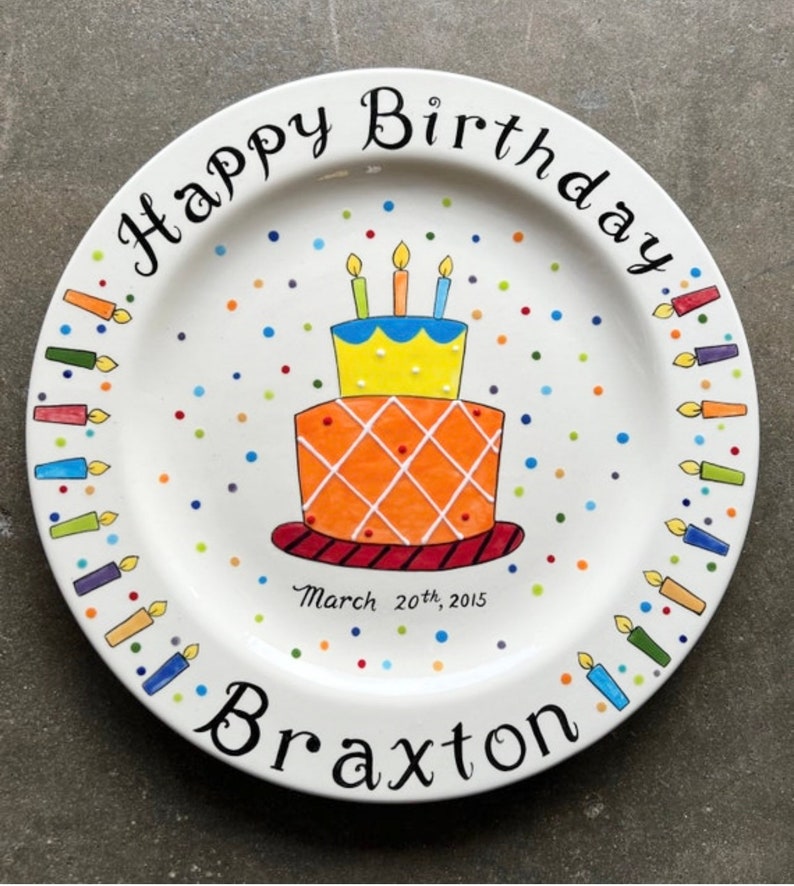 Custom Name Personalized Hand Painted Ceramic Birthday Plate - Etsy