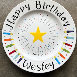Personalized Hand Painted Birthday Plate, Shooting Star Design - Etsy