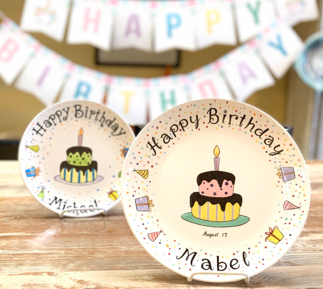 Personalized Ceramic Birthday Plate, Hand Painted Special Occasion ...