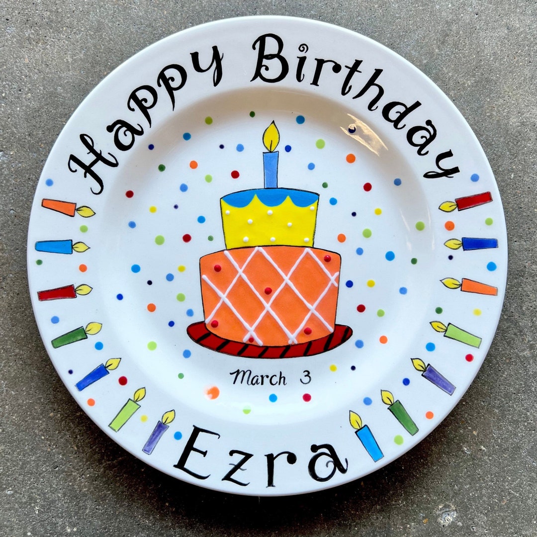 Custom Name Personalized Hand Painted Ceramic Birthday Plate or Special ...