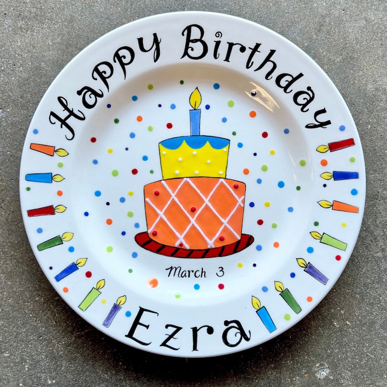 Custom Name Personalized Hand Painted Ceramic Birthday Plate or Special ...