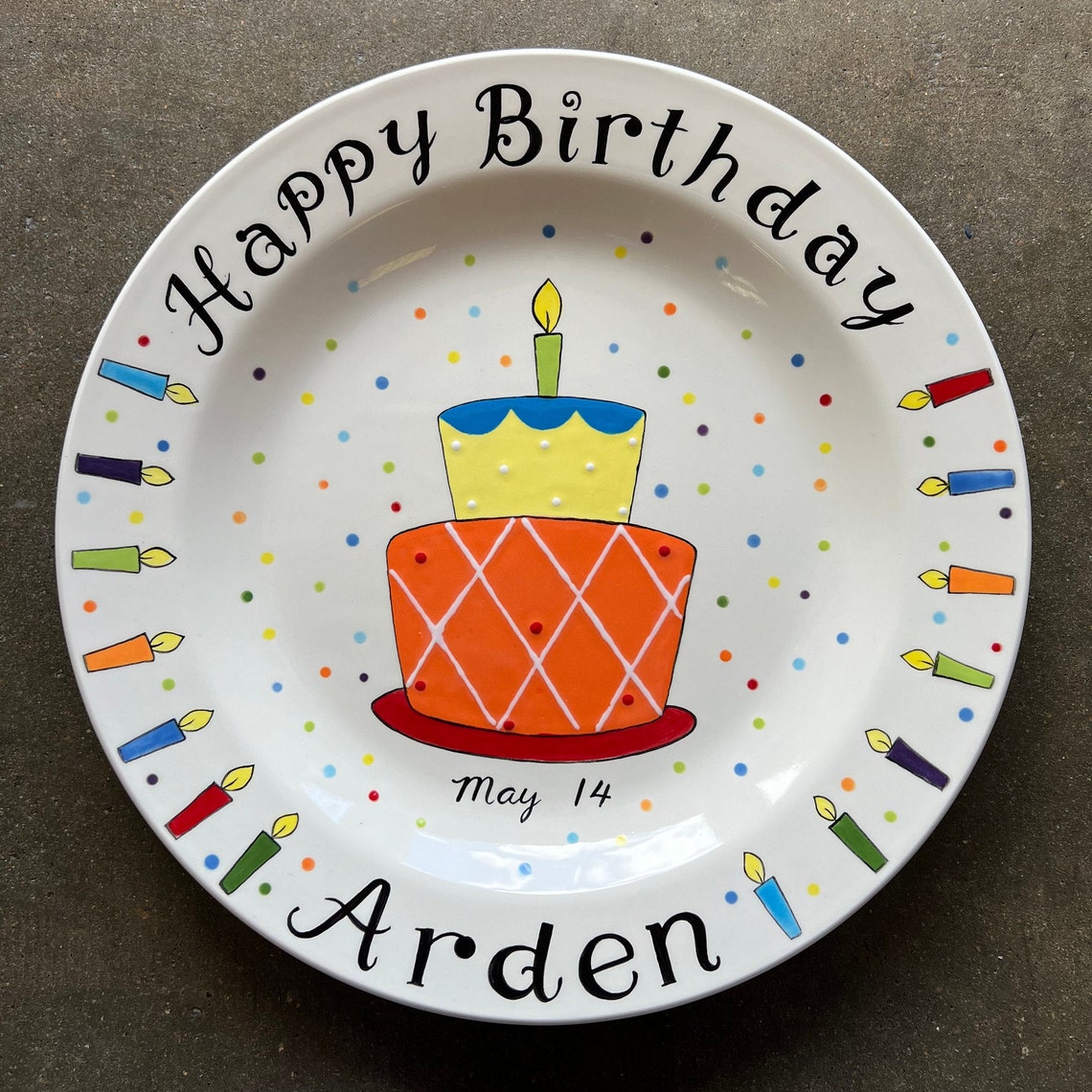 Custom Name Personalized Hand Painted Ceramic Birthday Plate - Etsy
