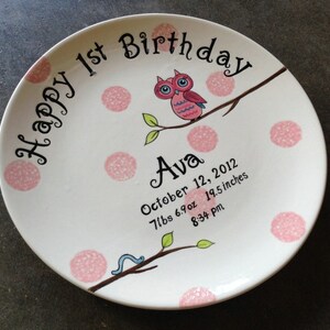 Birthday , Birth Announcement Plate or Special Occasion Plate-10" Coupe ...