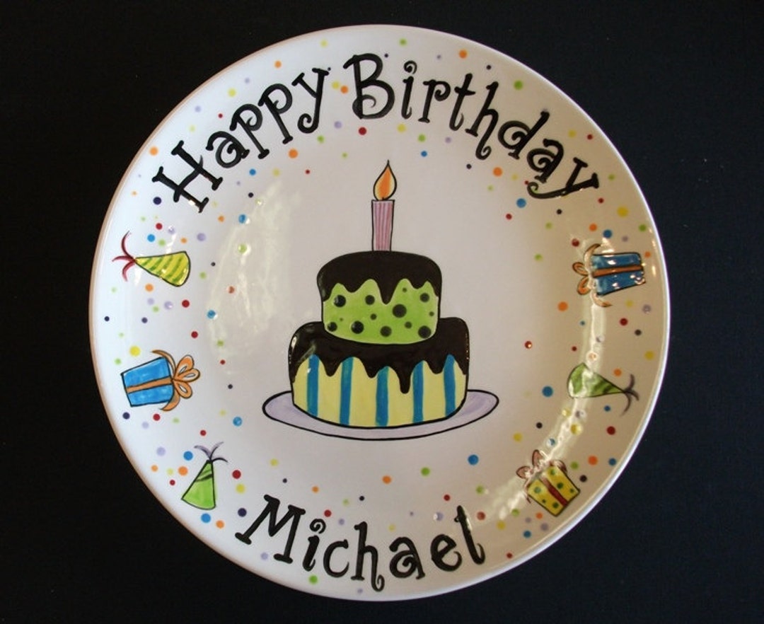 Custom Name Personalized Hand Painted Ceramic Birthday Plate or Special ...