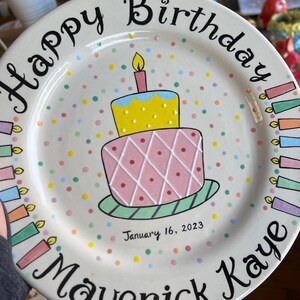 Birthday Plate, Custom Name Personalized Hand Painted Ceramic Birthday ...