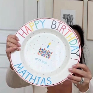 Birthday Cake Plate, Colorful Cake Birthday Plate, Personalized ...