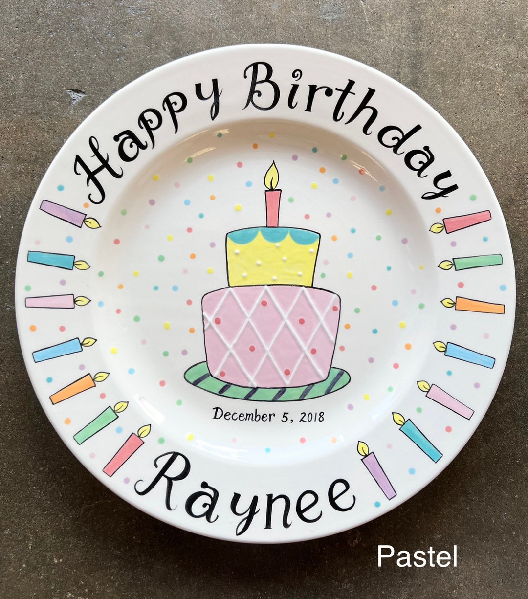 Birthday Plate, Custom Name Personalized Hand Painted Ceramic Birthday ...