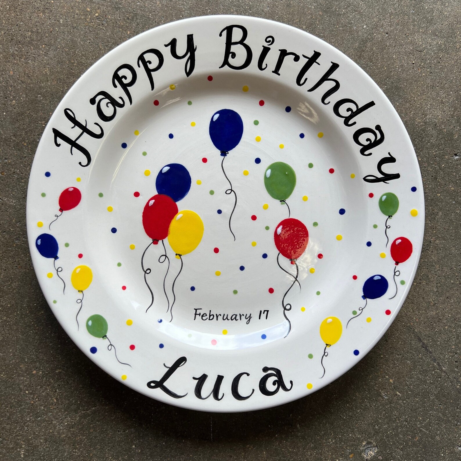 Colorful Balloons Personalized Hand Painted Birthday Plate or Special ...