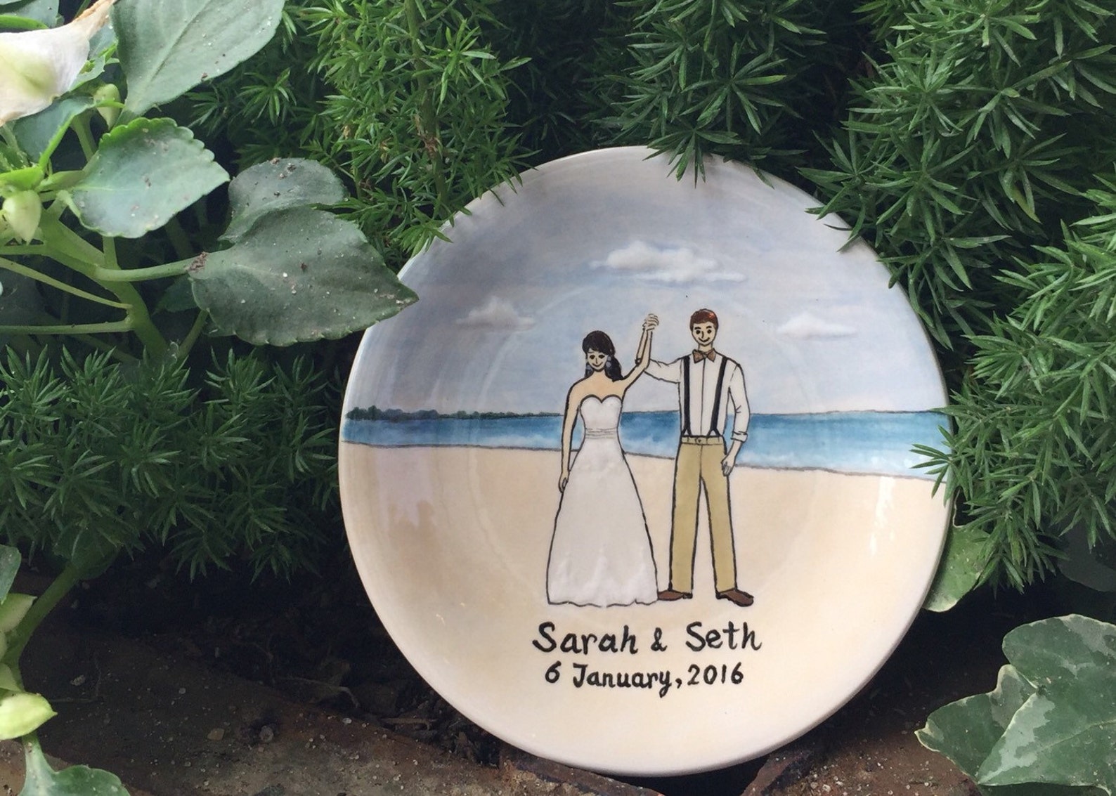Engagement Wedding Gift Personalized Hand Painted Ceramic - Etsy