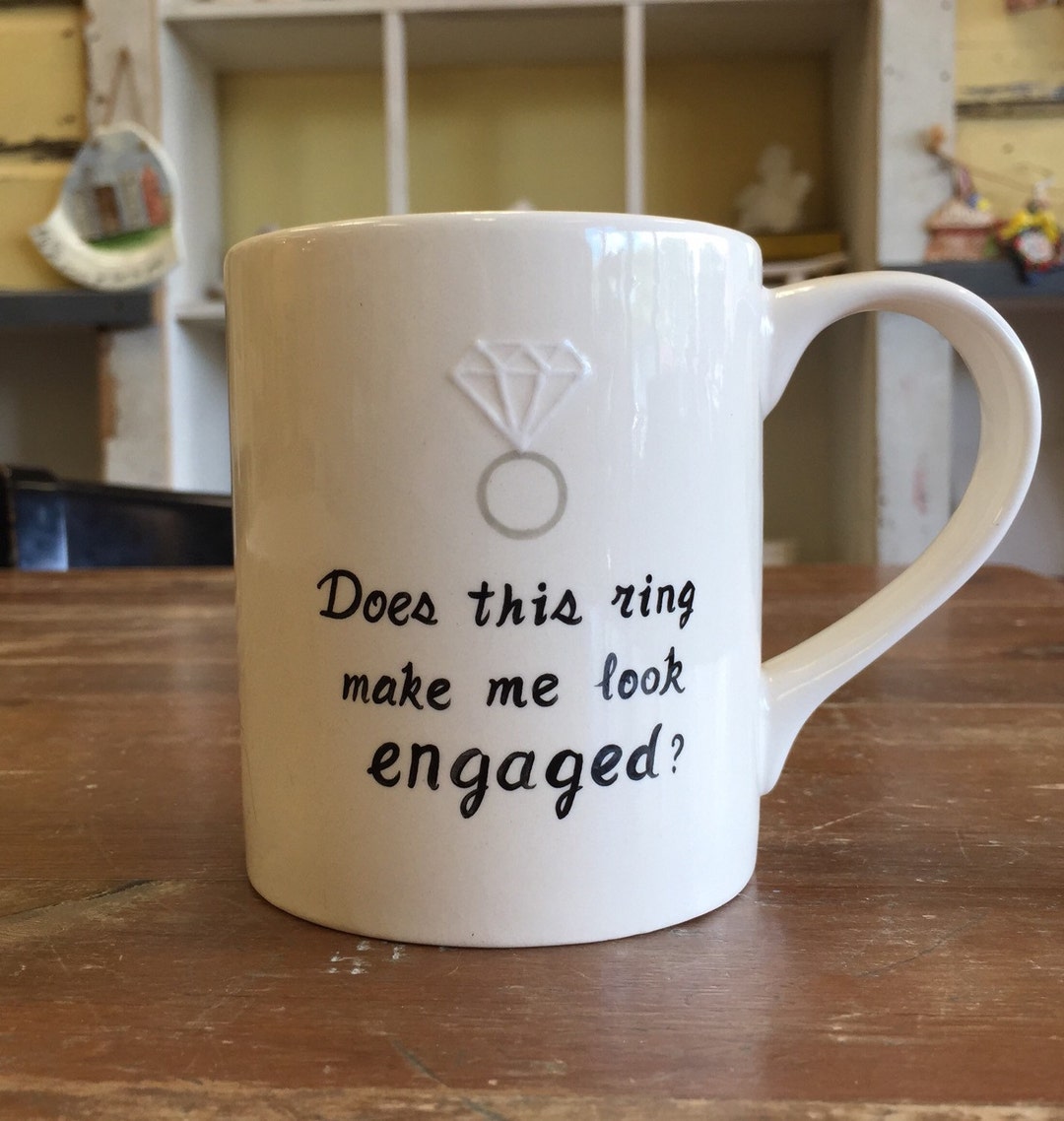 Engagement Ring Mug, Funny Hand-painted Coffee Mug, Personalized Gift ...