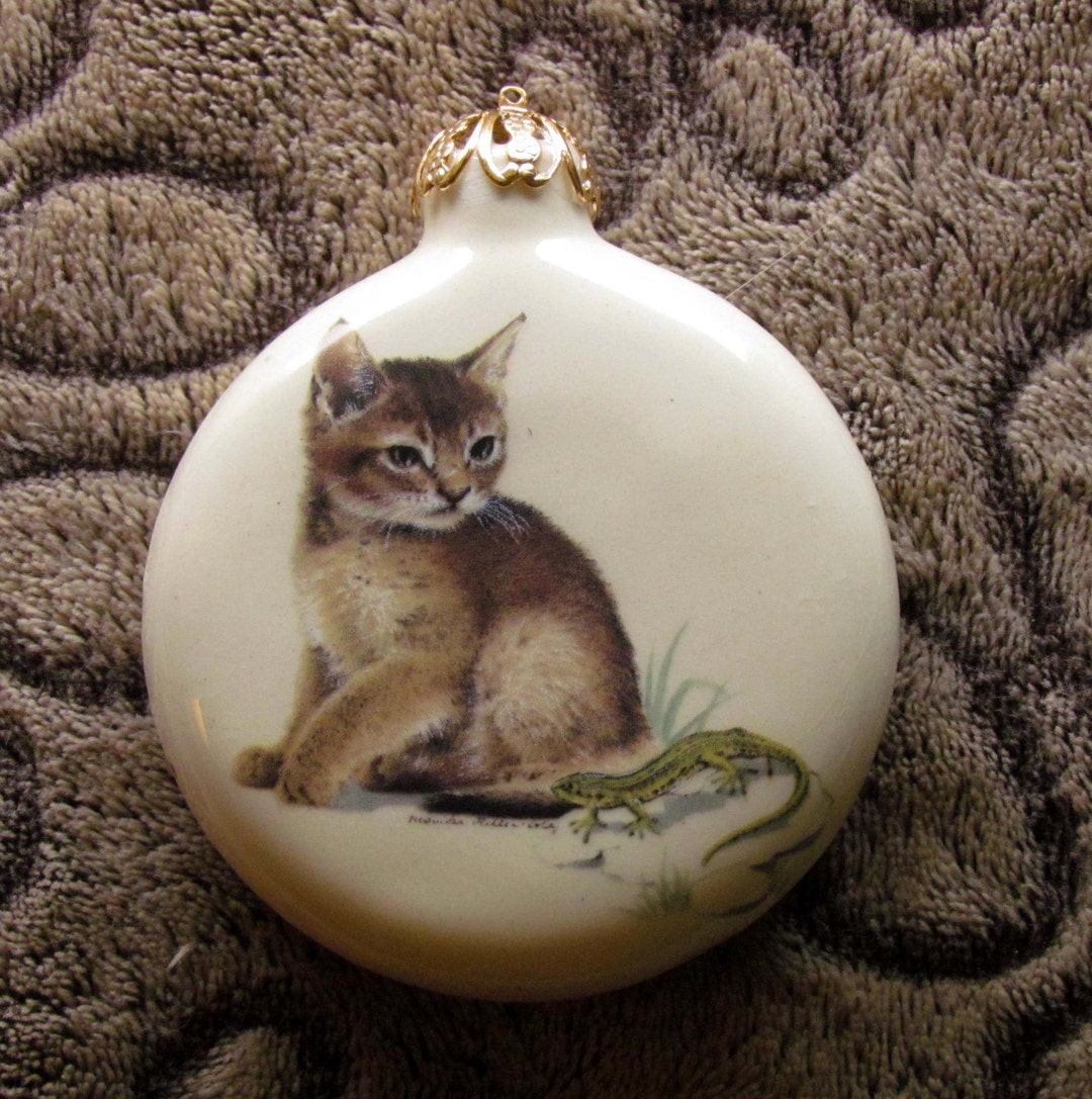 Ceramic Christmas Cat Ornament, Abyssinian - Etsy