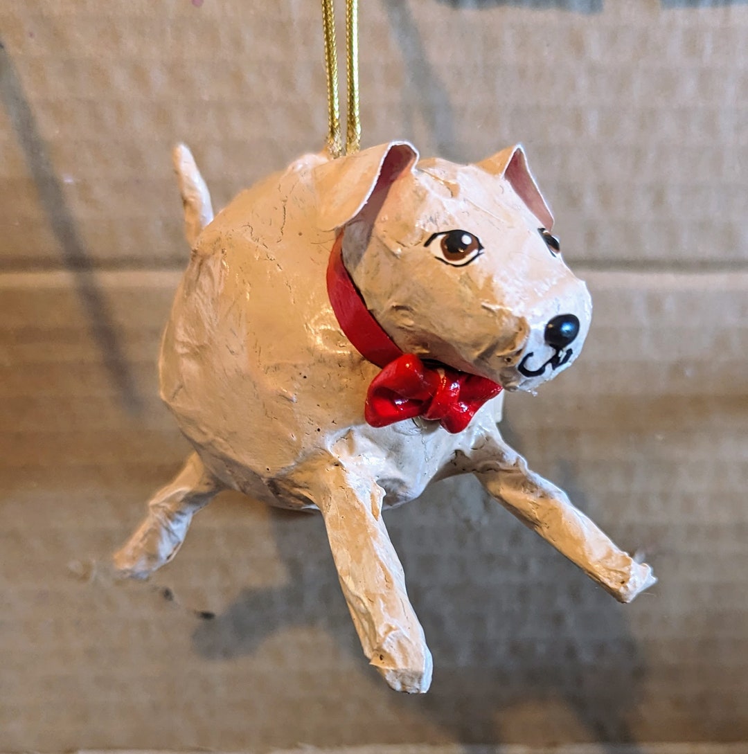 Handmade Paper Mache Dog Ornament, Yellow Lab With Red Bow Tie - Etsy