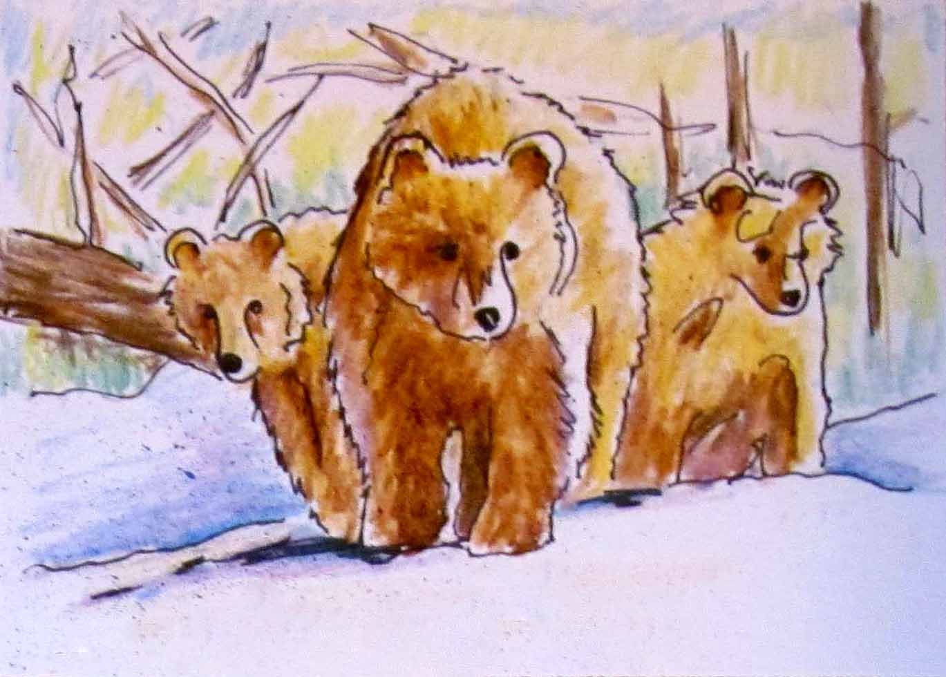 Osos Arte de vida silvestre impresión de dibujo original - Etsy España