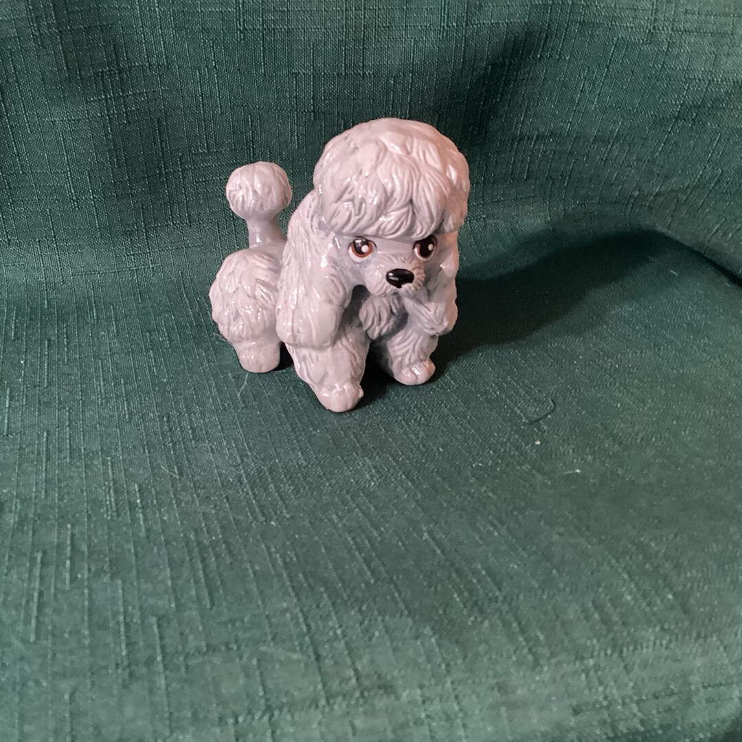 Grey and White Ceramic Poodle Figure Hand Painted With Acrylics. 3 1/2 ...